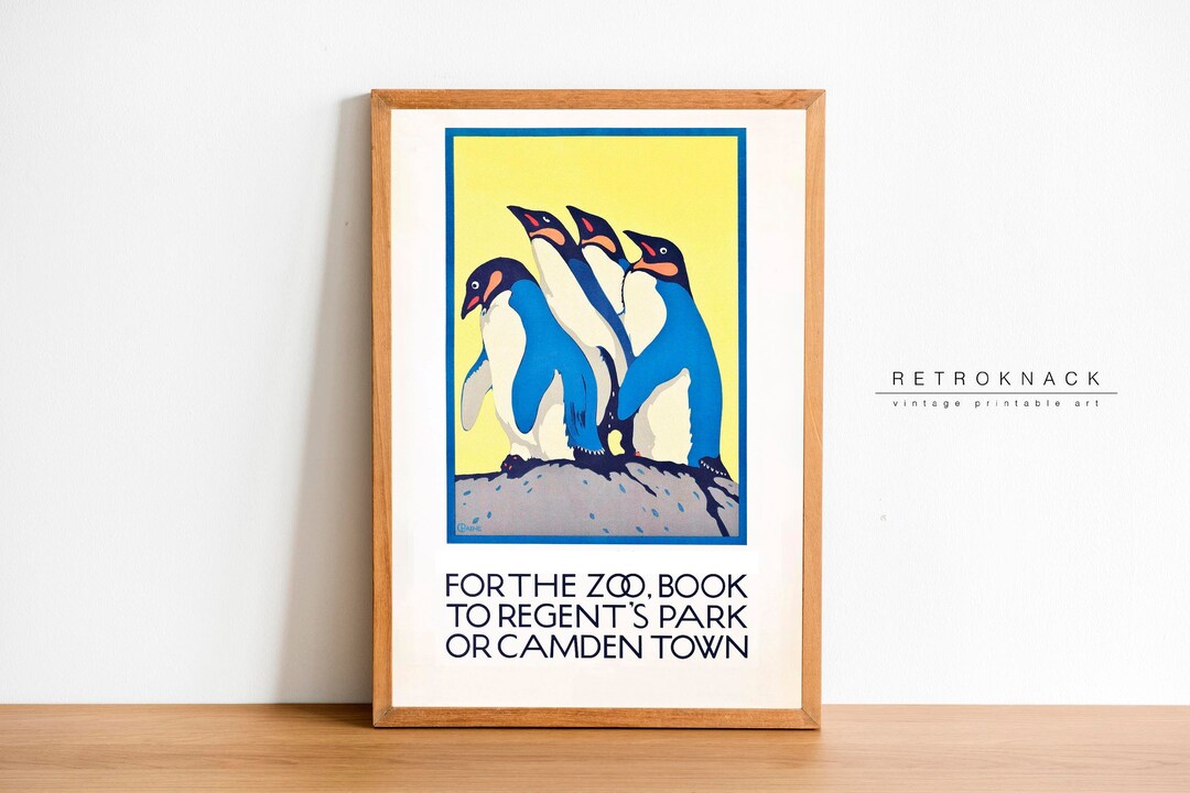 London Zoo Poster | Printable Wall Art | Vintage Travel Poster UK ...