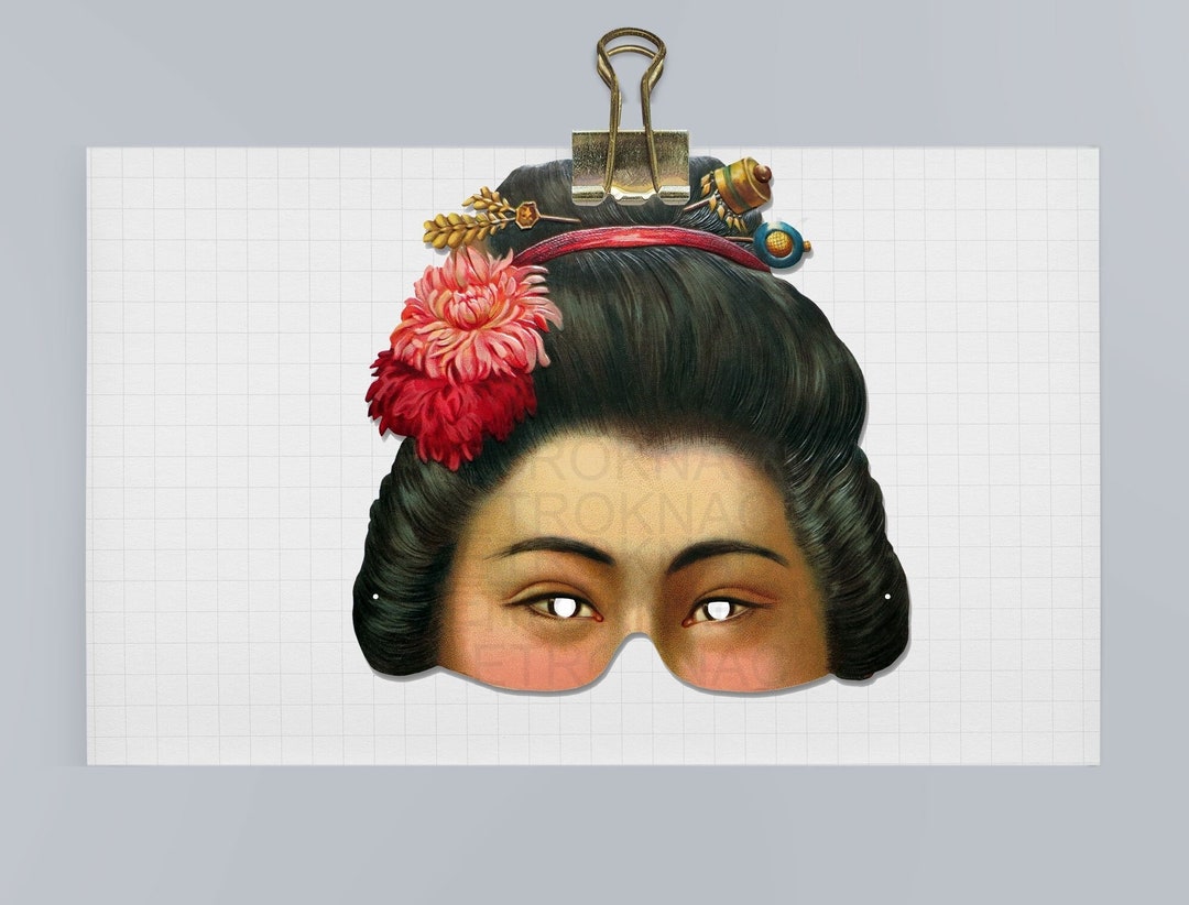Geisha PRINTABLE Mask | Victorian Masquerade Half Mask | Costume Party ...