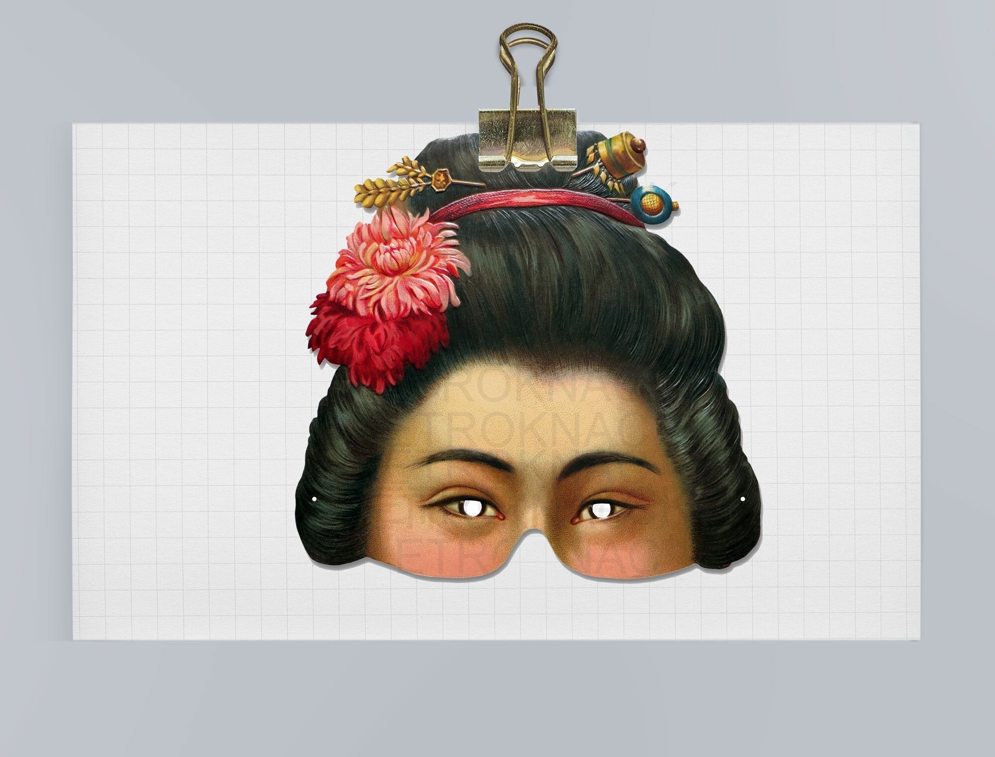 Geisha PRINTABLE Mask | Victorian Masquerade Half Mask | Costume Party ...