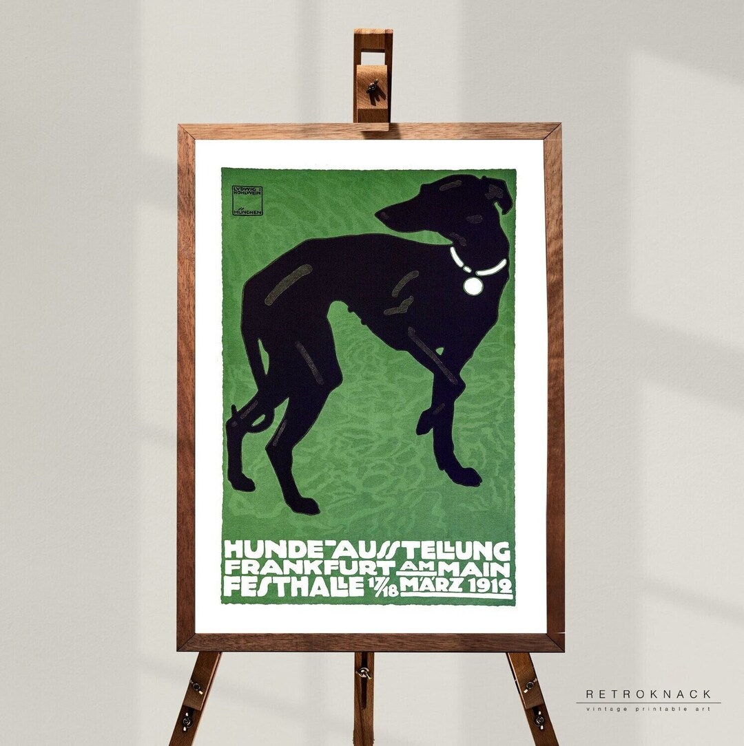 Black Greyhound Dog Poster | Printable Wall Art German Avant Garde ...