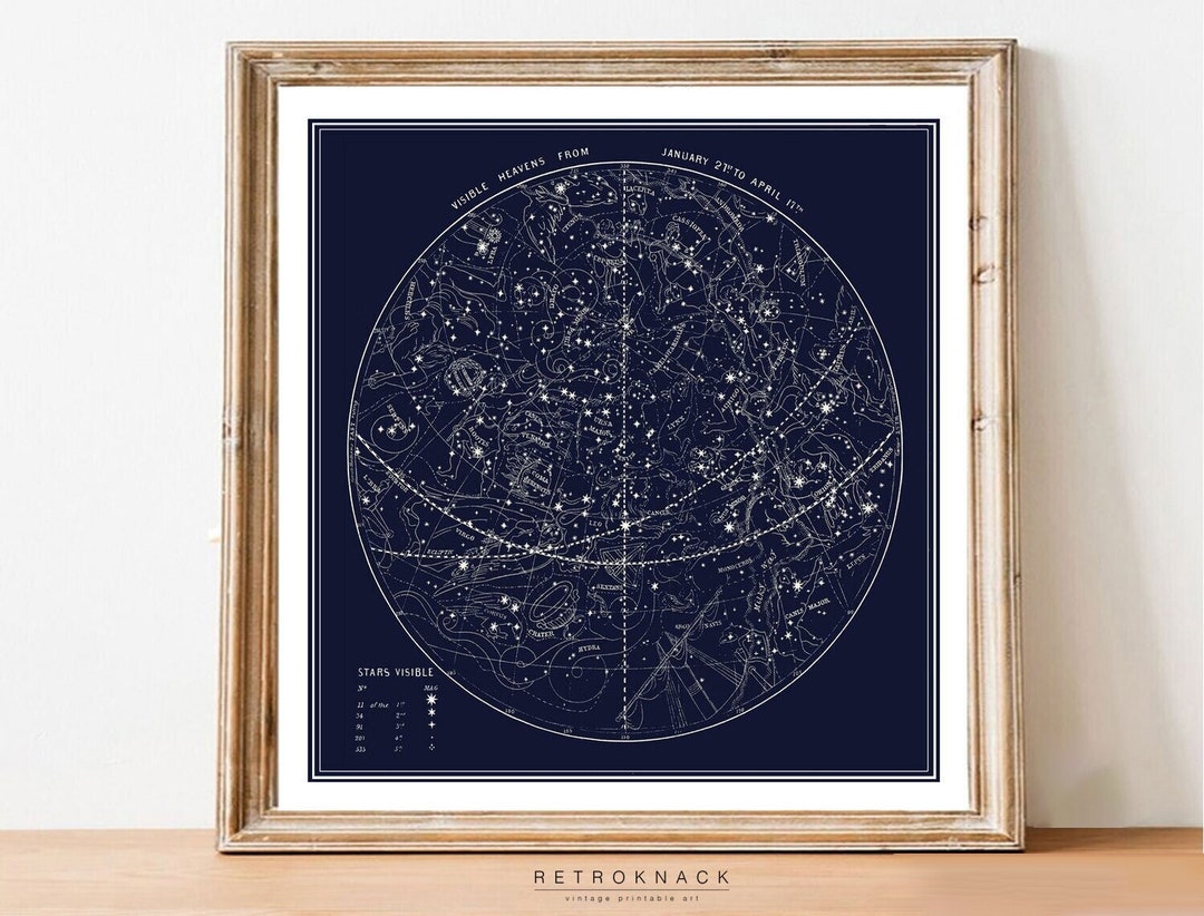 Star Map, Southern | Printable Wall Art Night Sky | Celestial Decor ...
