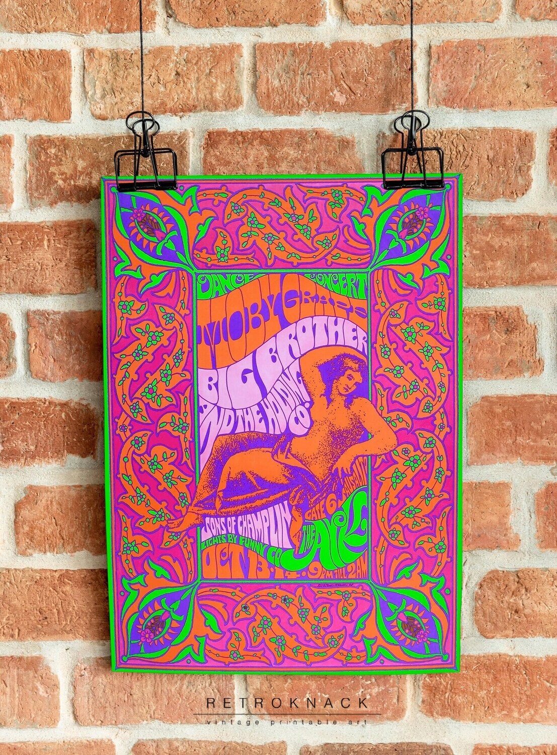 Music Poster 60s Psychedelic Art | Printable Wall Art Retro | Boho Wall ...