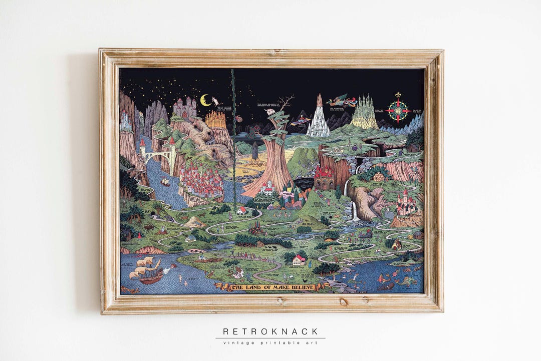 MAP of Make Believe Land | Printable Wall Art Fairyland | Map Art ...