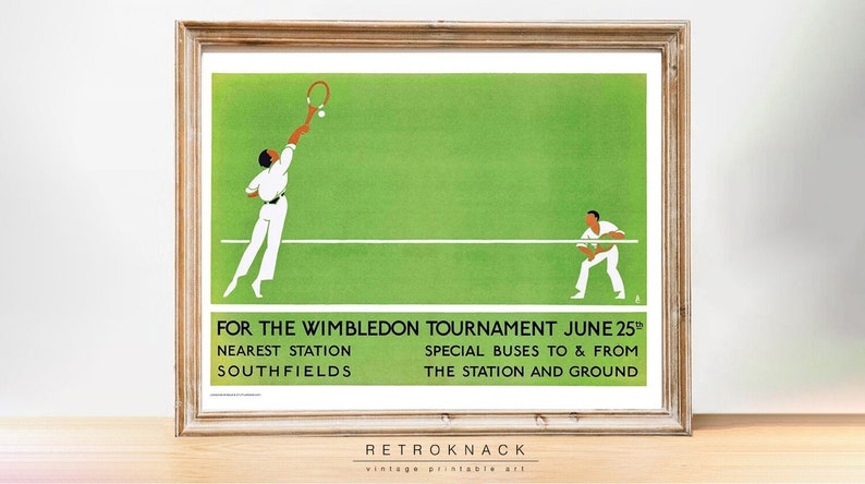 TENNIS POSTER Wimbledon Printable Wall Art 20s | Aesthetic Room Decor ...