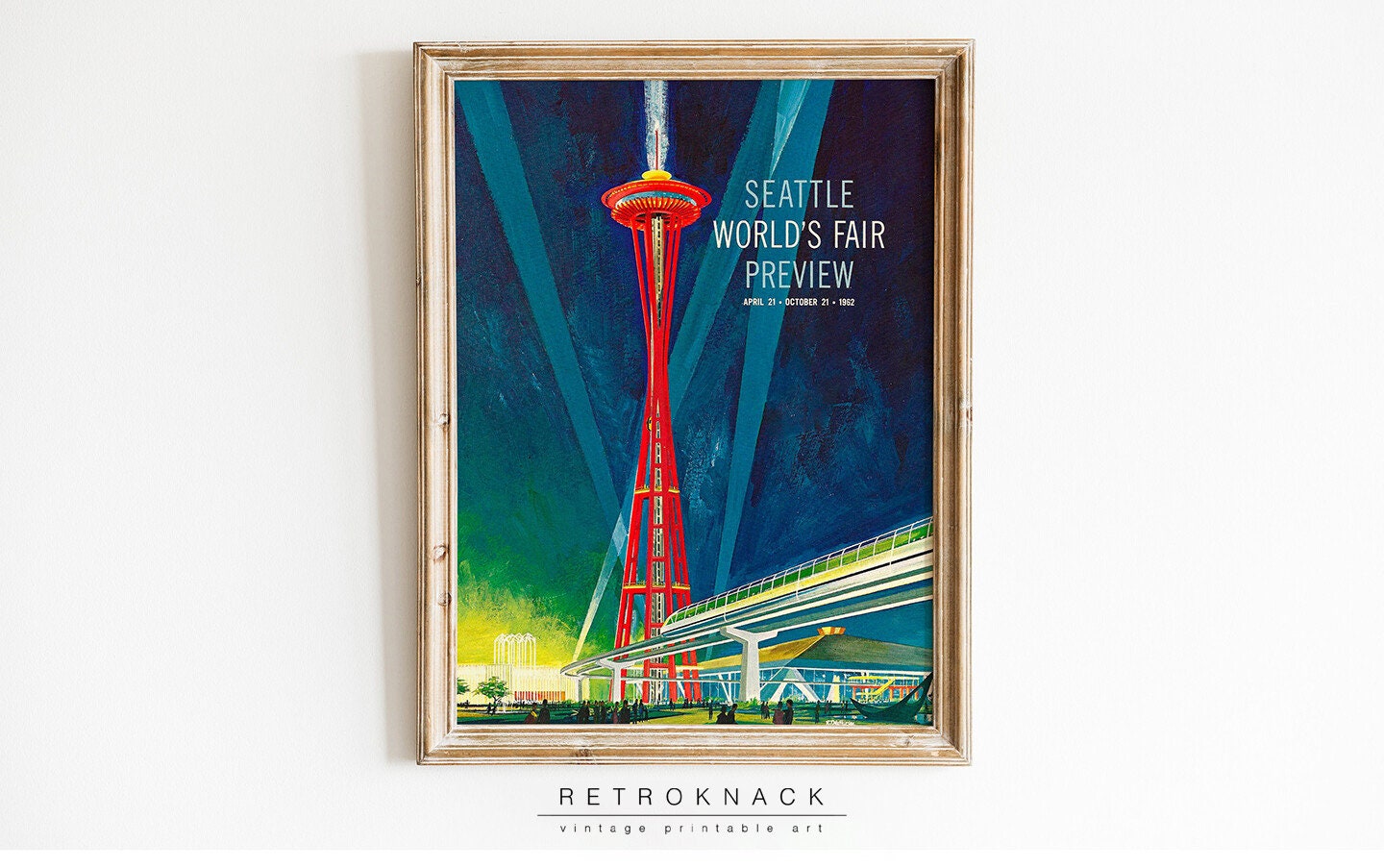 SEATTLE Art Space Needle Poster Printable Wall Art Vintage Retro 1960s ...