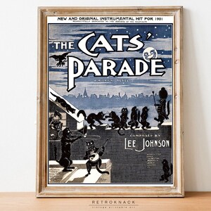 Ragtime Music Cats' Orchestra | Printable Wall Art | Retro Poster Music ...