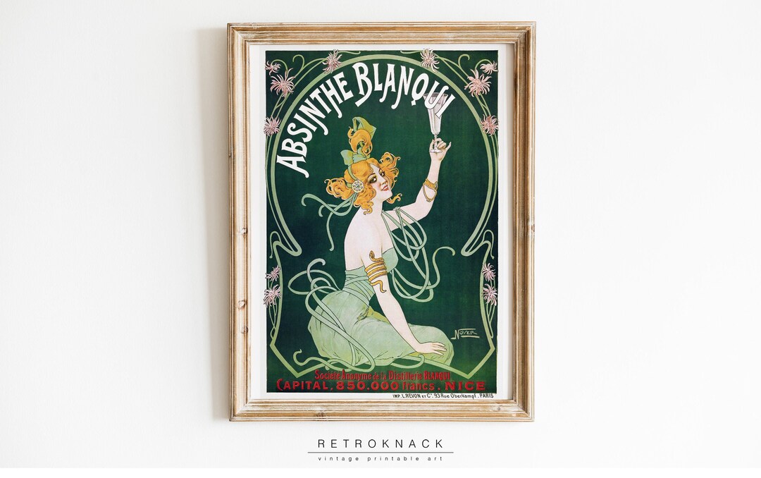 ABSINTHE Poster | PRINTABLE Wall Art | French Art Nouveau Print Drink ...