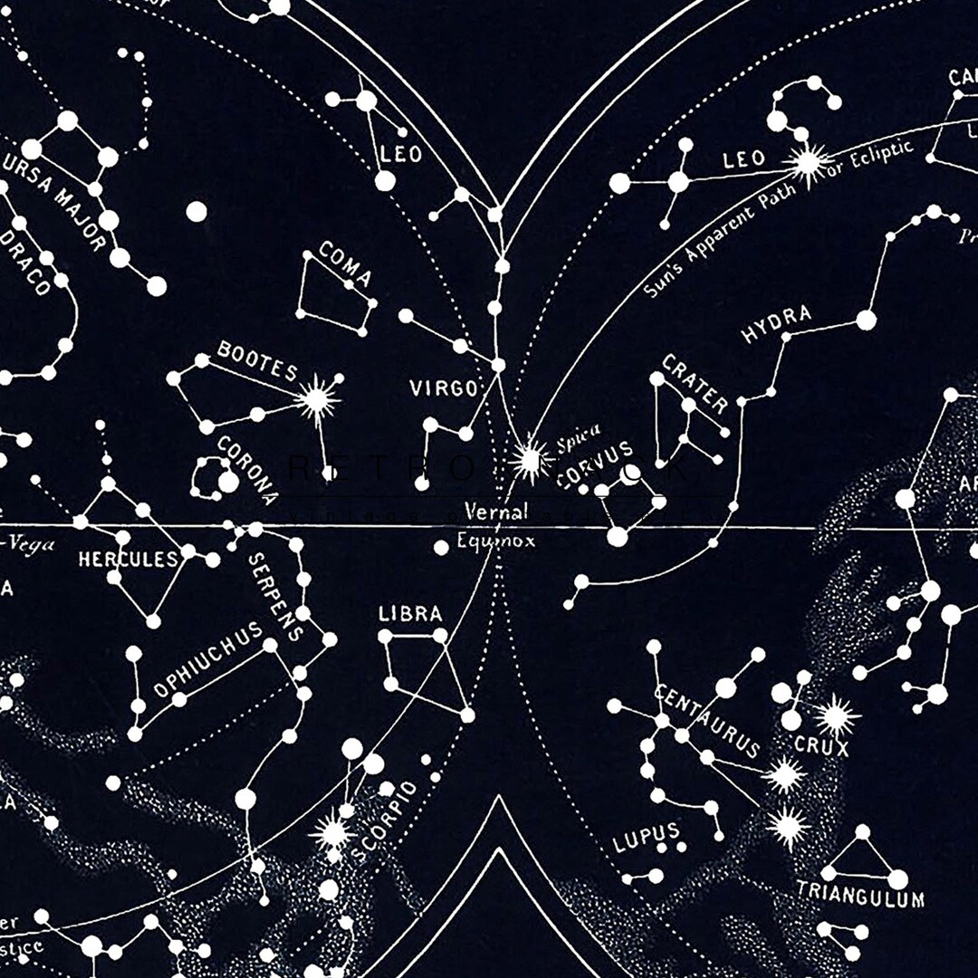 Southern & Northern Sky Constellations Map | Printable Wall Art ...