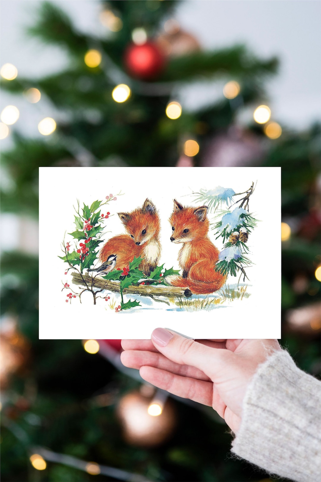 Robin Birds on Holy Branch | Printable Christmas Card in 3 Sizes ...