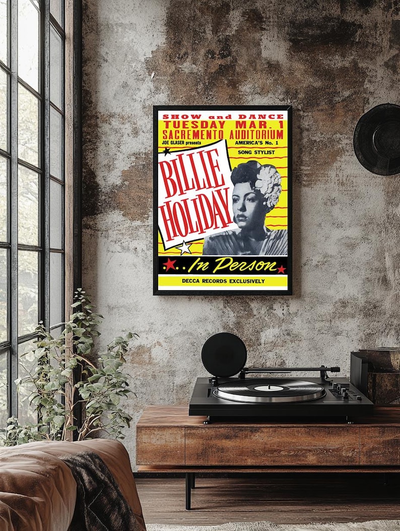 Billie Holiday Poster | Jazz Printable Wall Art, Lady Day Live in ...