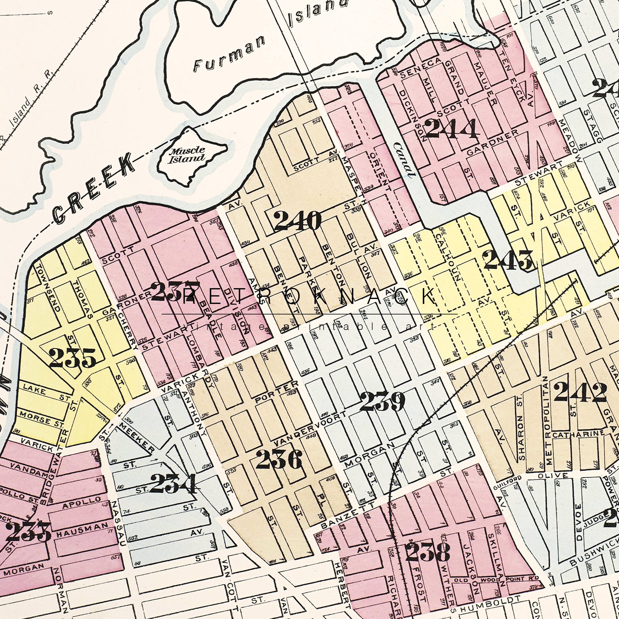 Antique Brooklyn Map | Vintage Printable Wall Art | New York City Print 1800s | Digital Download ...