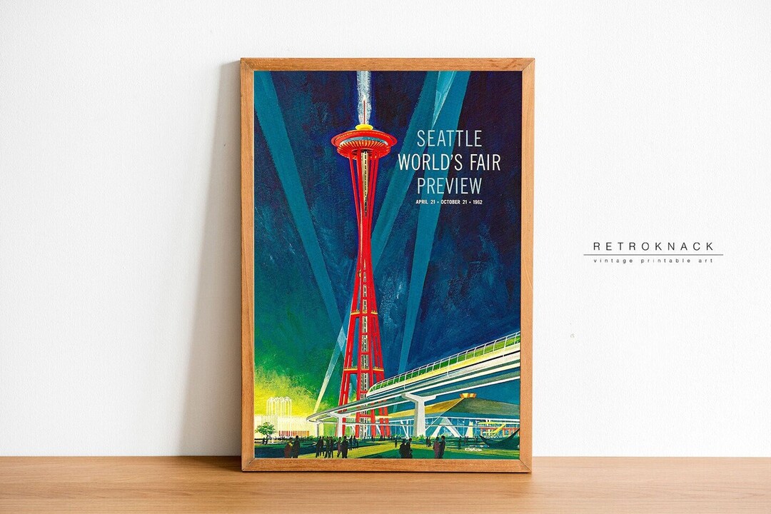 SEATTLE Art | Space Needle Poster | Printable Wall Art | Vintage Retro ...