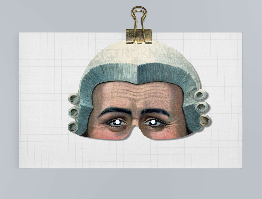 Printable Mask, Victorian Half Mask French Wigged Lawyer | Masquerade ...