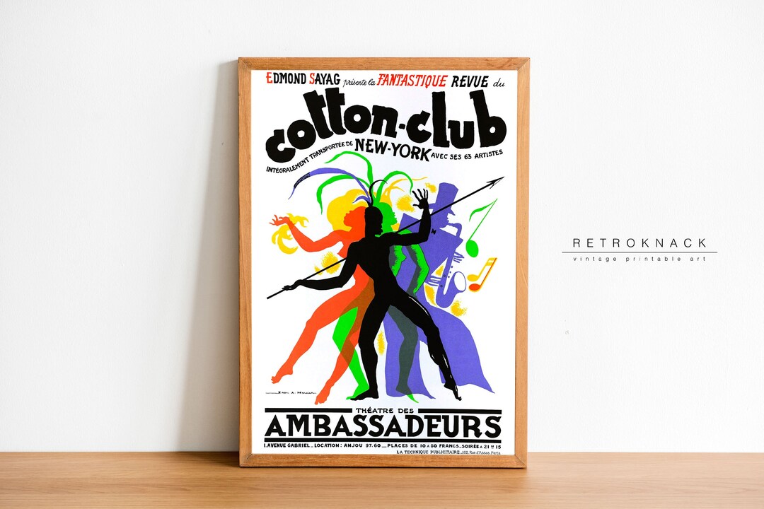 Vintage Poster, Harlem's Cotton Club Show in Paris | Printable Wall Art ...