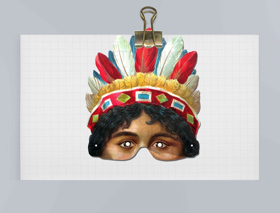 PRINTABLE MASK | Native American Indian Girl Half Mask | Victorian ...