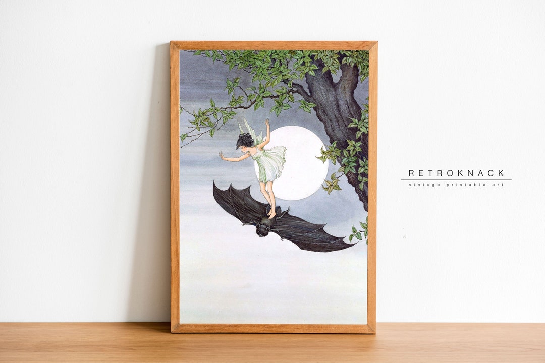 FAIRY, BAT & Full MOON | Printable Wall Art | Ida Rentoul's Print ...