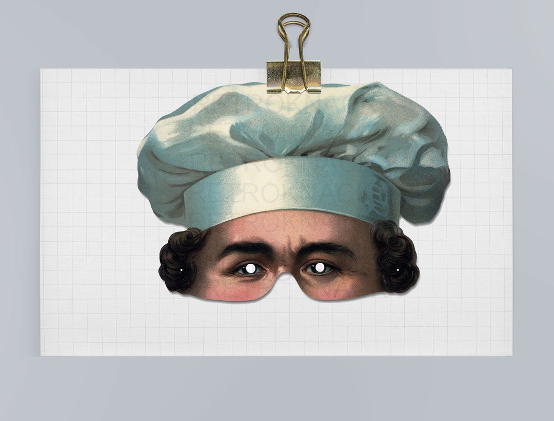 1800s Printable Mask French Chef | Victorian Masquerade Party Half Mask ...