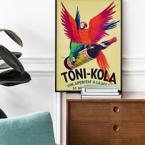 French Vintage Alcohol Poster Toni-kola's Parrot | Printable Wall Art ...