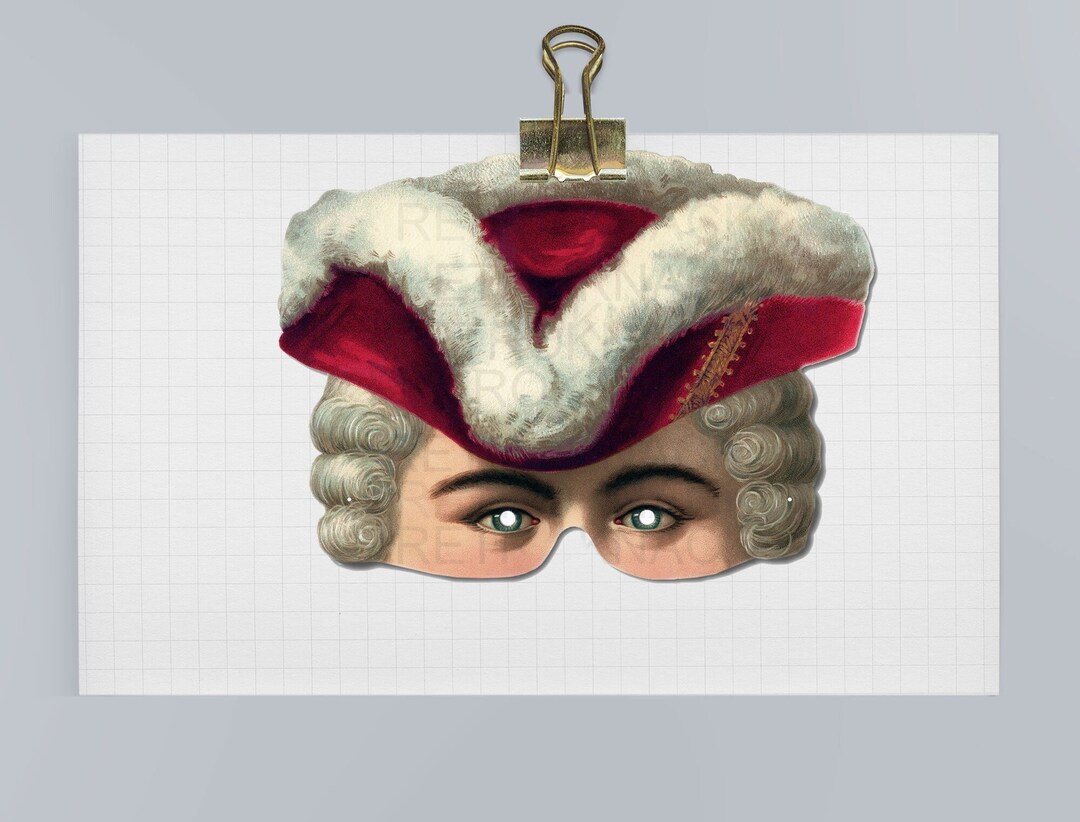 Printable Mask, Victorian Half Mask French Wigged Lawyer | Masquerade ...