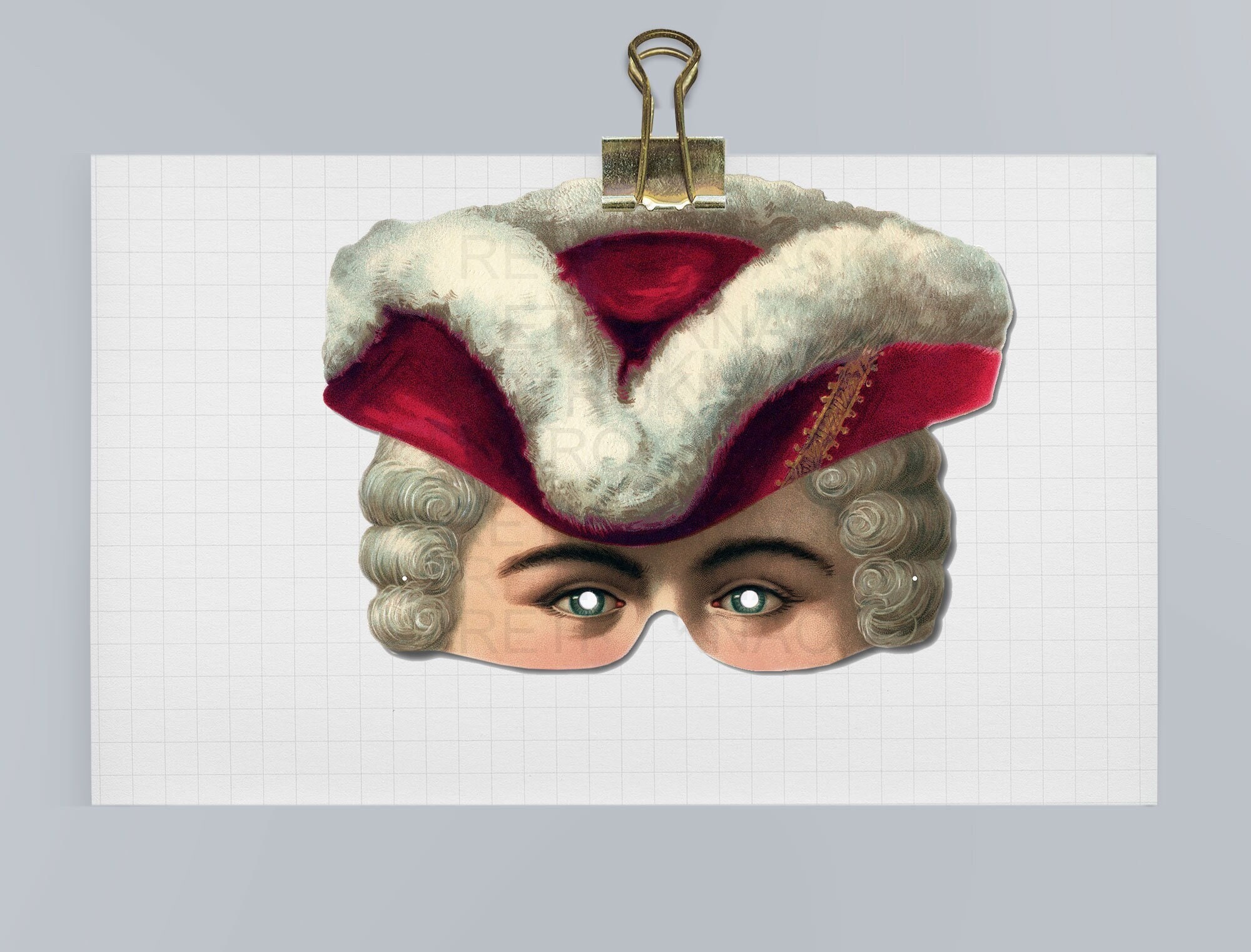 Printable Mask, Victorian Half Mask French Wigged Lawyer | Masquerade ...