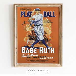 BABE RUTH Poster | Baseball Wall Art, Printable | Retro Movie Posters ...