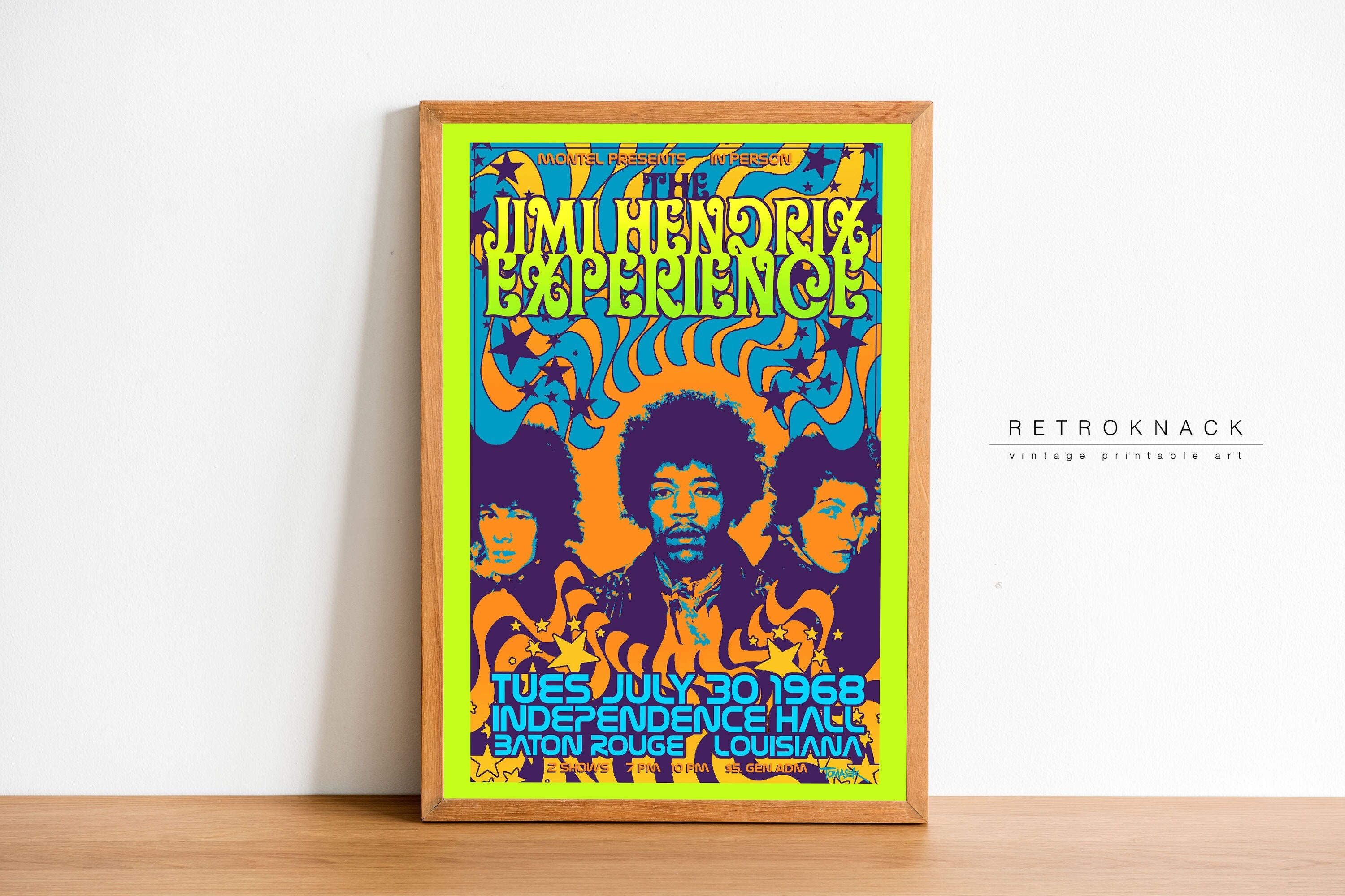 Jimi Hendrix Concert Poster Printable Wall Art Rare Psychedelic Art 60s ...