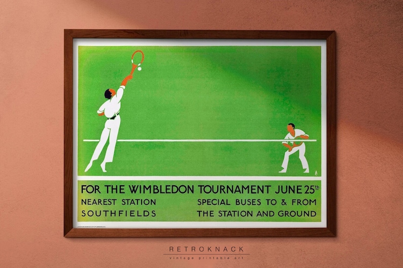 TENNIS POSTER Wimbledon Printable Wall Art 20s | Aesthetic Room Decor ...