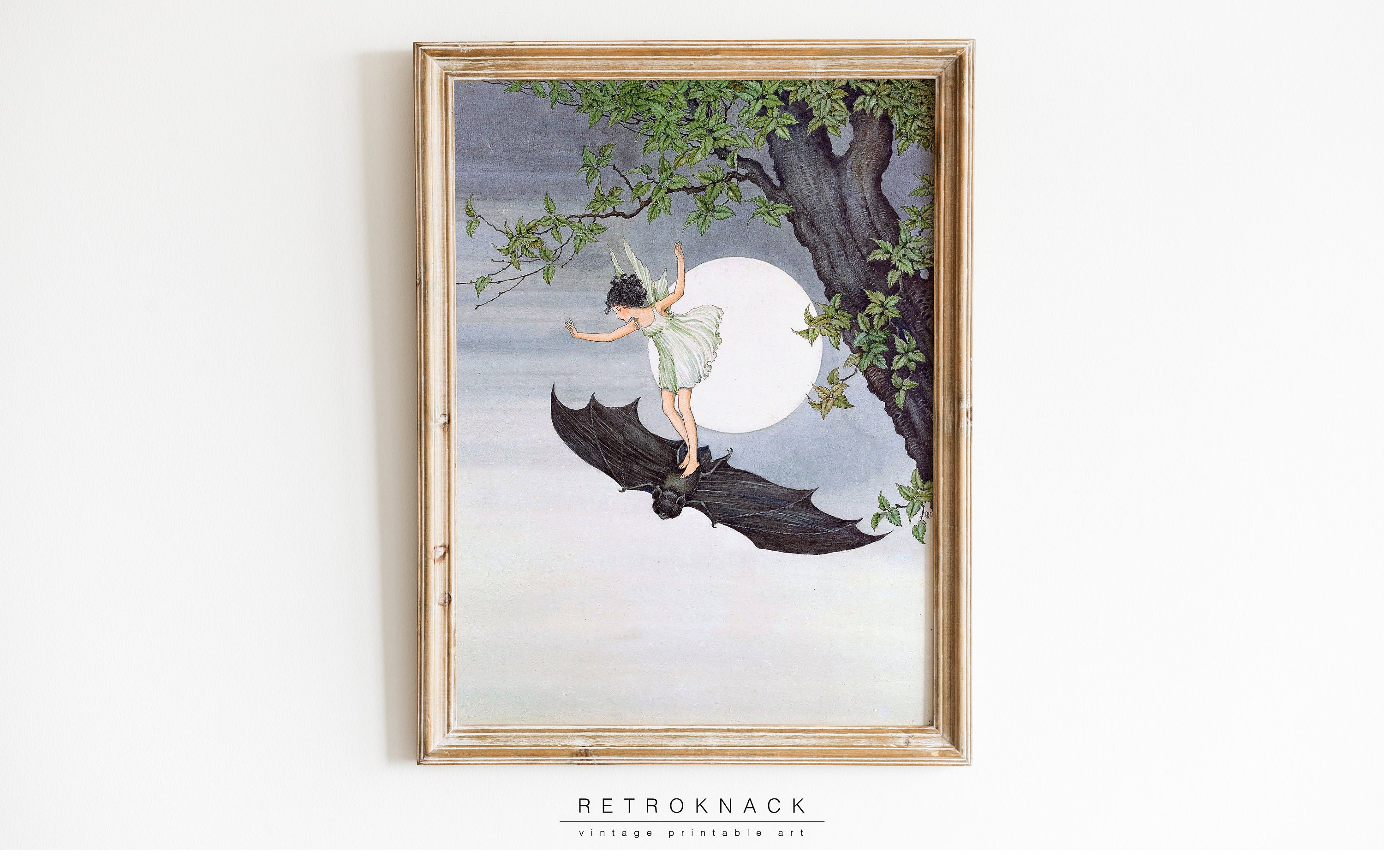 FAIRY, BAT & Full MOON Printable Wall Art Ida Rentoul's Print Digital ...