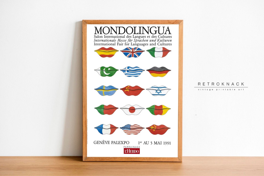 Vintage Pop Art Print World Flags | Printable Wall Art Multicultural ...