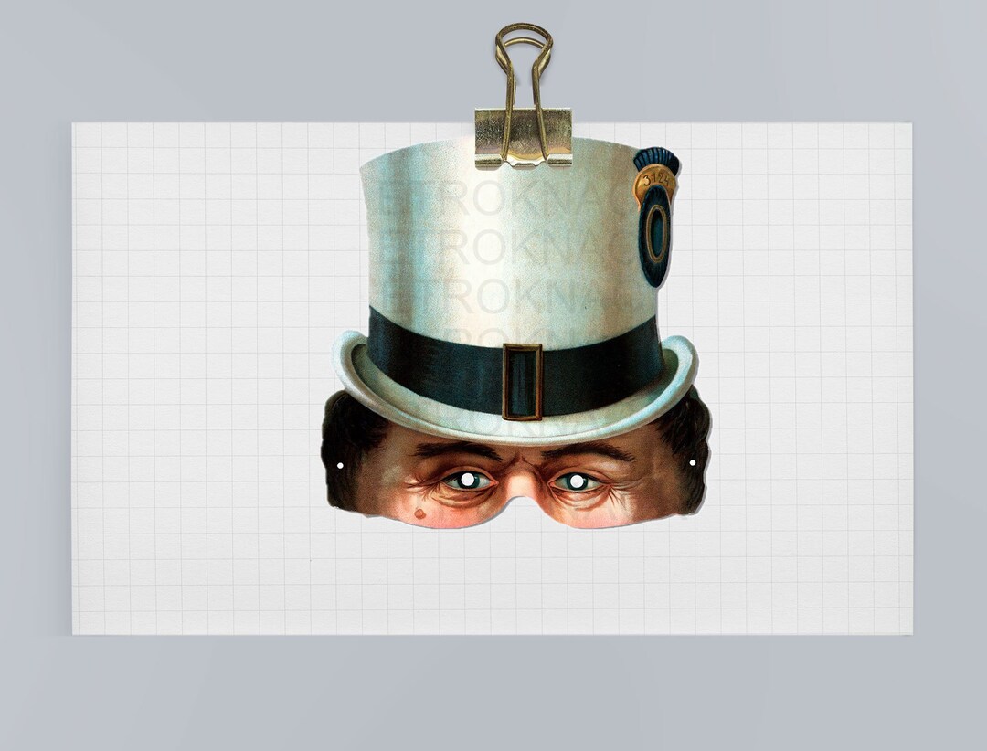 Victorian Coachman Half MASK | Printable Mask | Halloween Vintage Mask ...