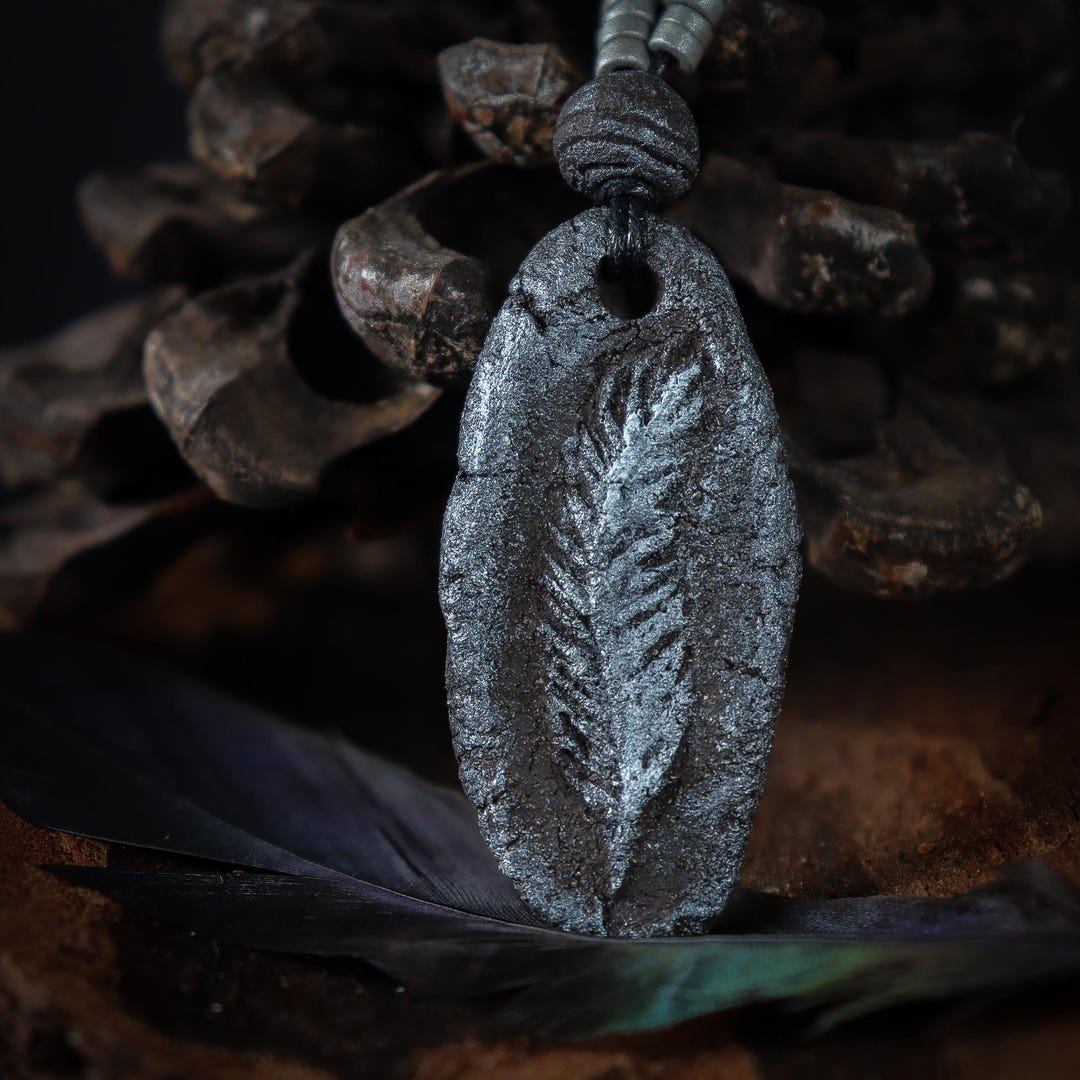 Ceramic Feather Necklace: Spiritual Silver Amulet - Adjustable Cord - Etsy
