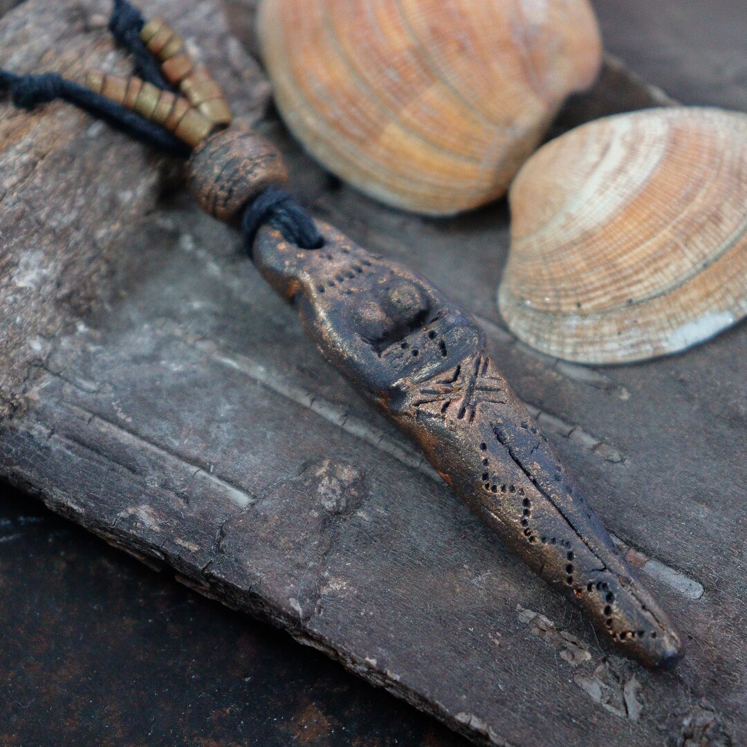 Aged-look Female Figurine Necklace Bronze Age Goddess Woman Figurine ...