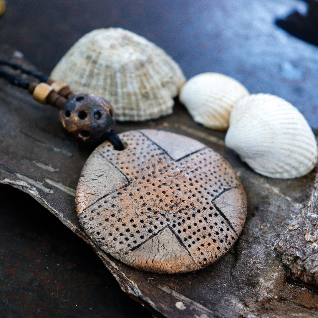 Solar Cross Necklace - Sun Cross Amulet - Ceramic Pagan Pendant ...