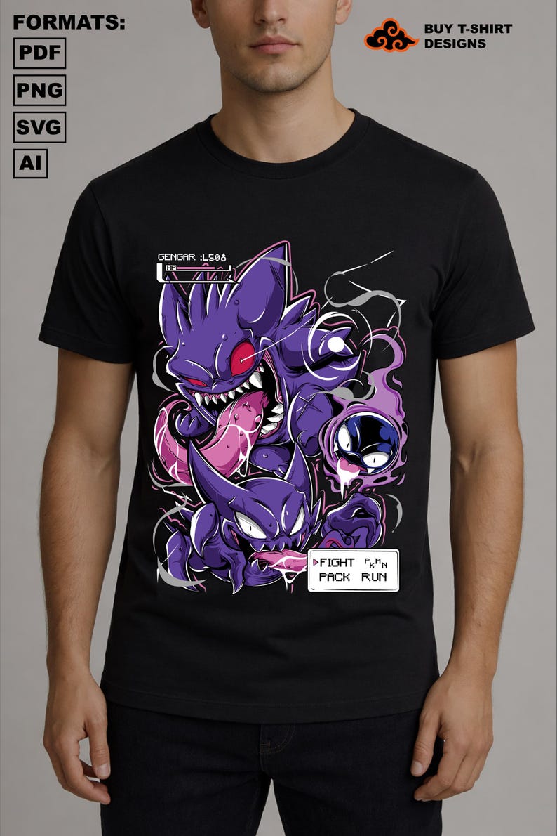 Gengar Evolution Anime Vector | PNG Svg Ai Pdf | Ghost Type Pokemon ...