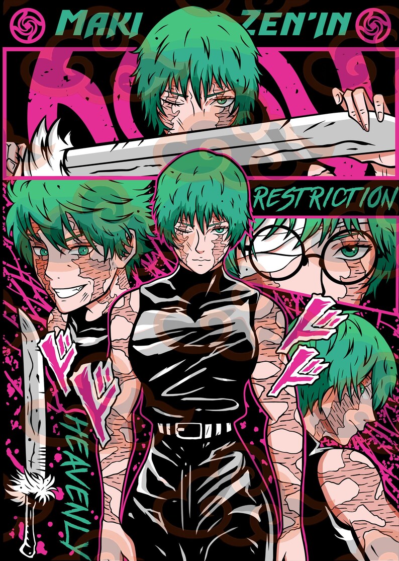 Maki Zenin Anime Vector | Jujutsu Kaisen Design PNG Svg Ai Pdf | DTF ...