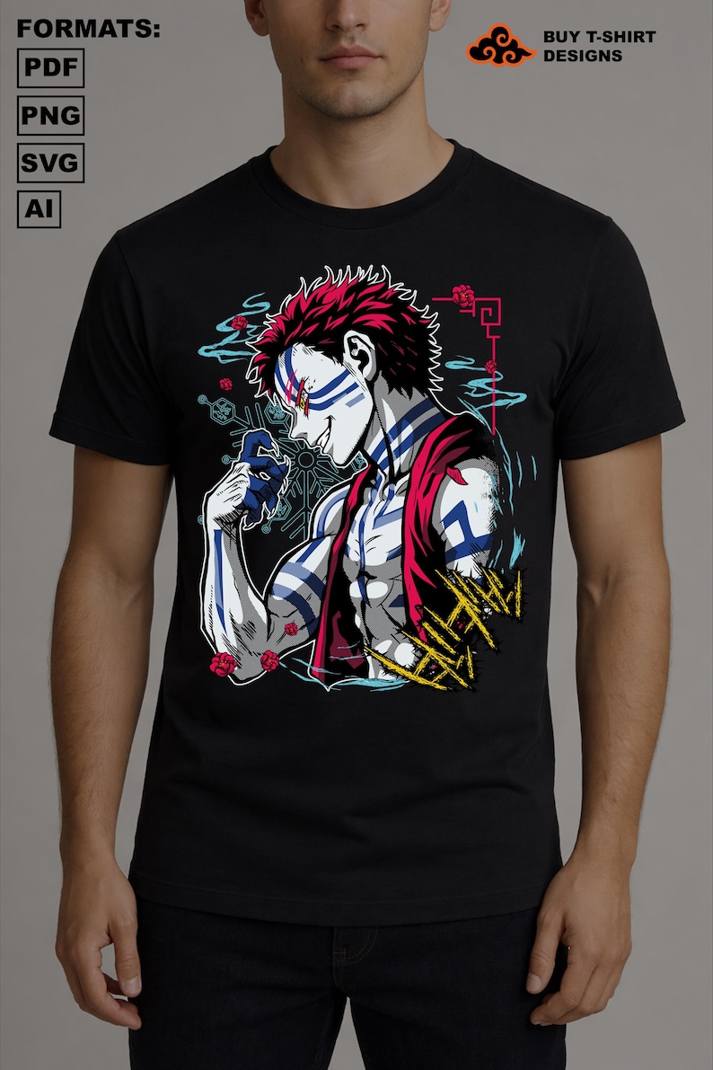 Demon Slayer Anime Design Akaza | Upper Rank Villain PNG AI PDF | Anime ...