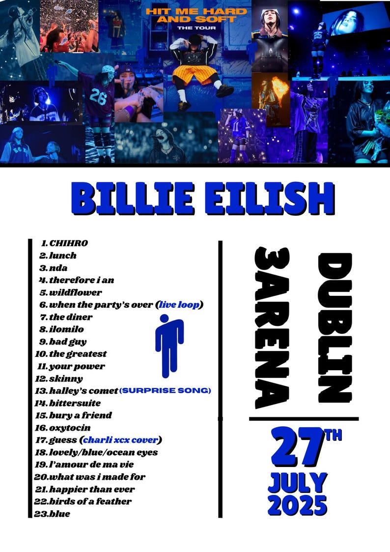 Billie Eilish : Hit Me Hard and Soft Tour Memory Print - Etsy