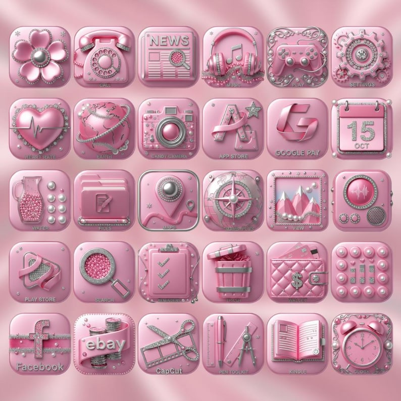 Pretty Pearl Pink Icons – 220+ Pinky Gloss App Icons With Matching ...