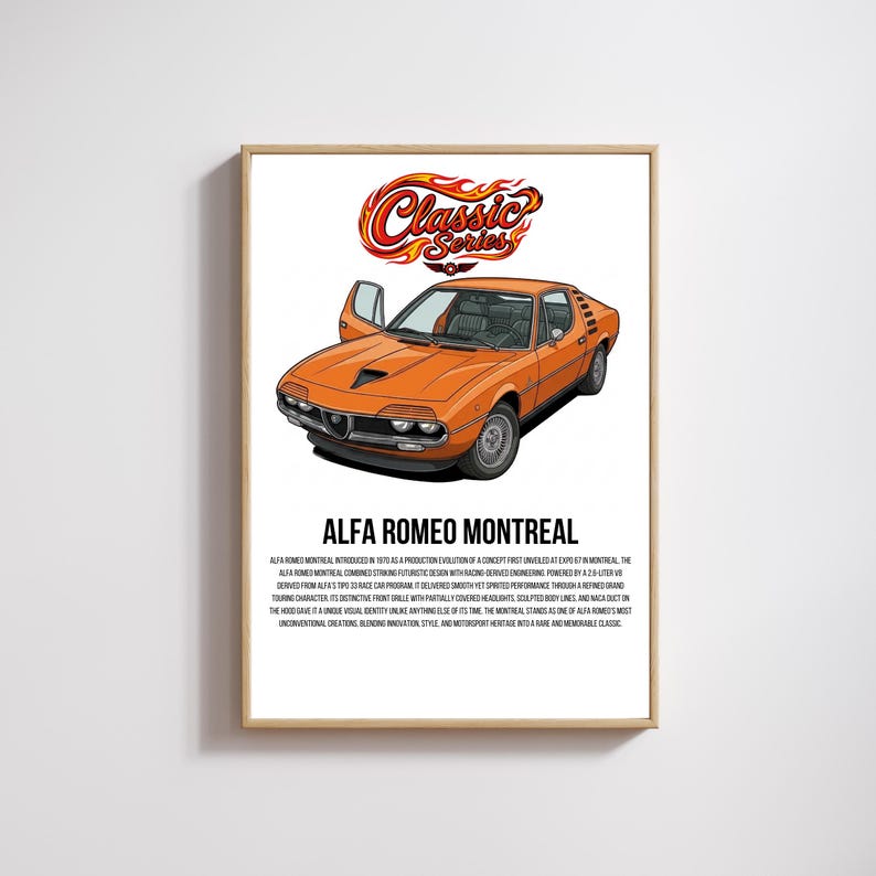 Alfa Romeo Montreal Poster, Classic Car Wall Art, Automotive Print ...