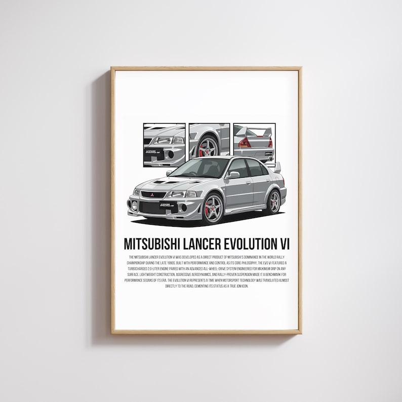 Mitsubishi Lancer Evolution JDM Car Poster, Japanese Wall Art Print ...