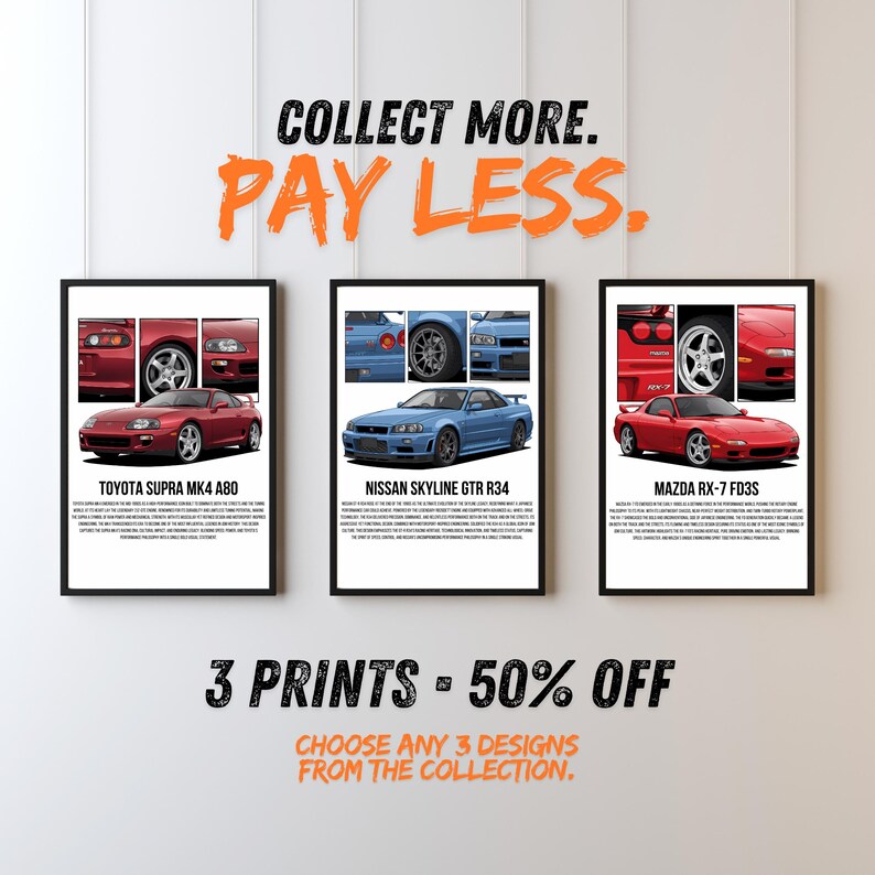 Toyota Supra A70 JDM Car Poster, Japanese Wall Art Print, Gift for Him ...