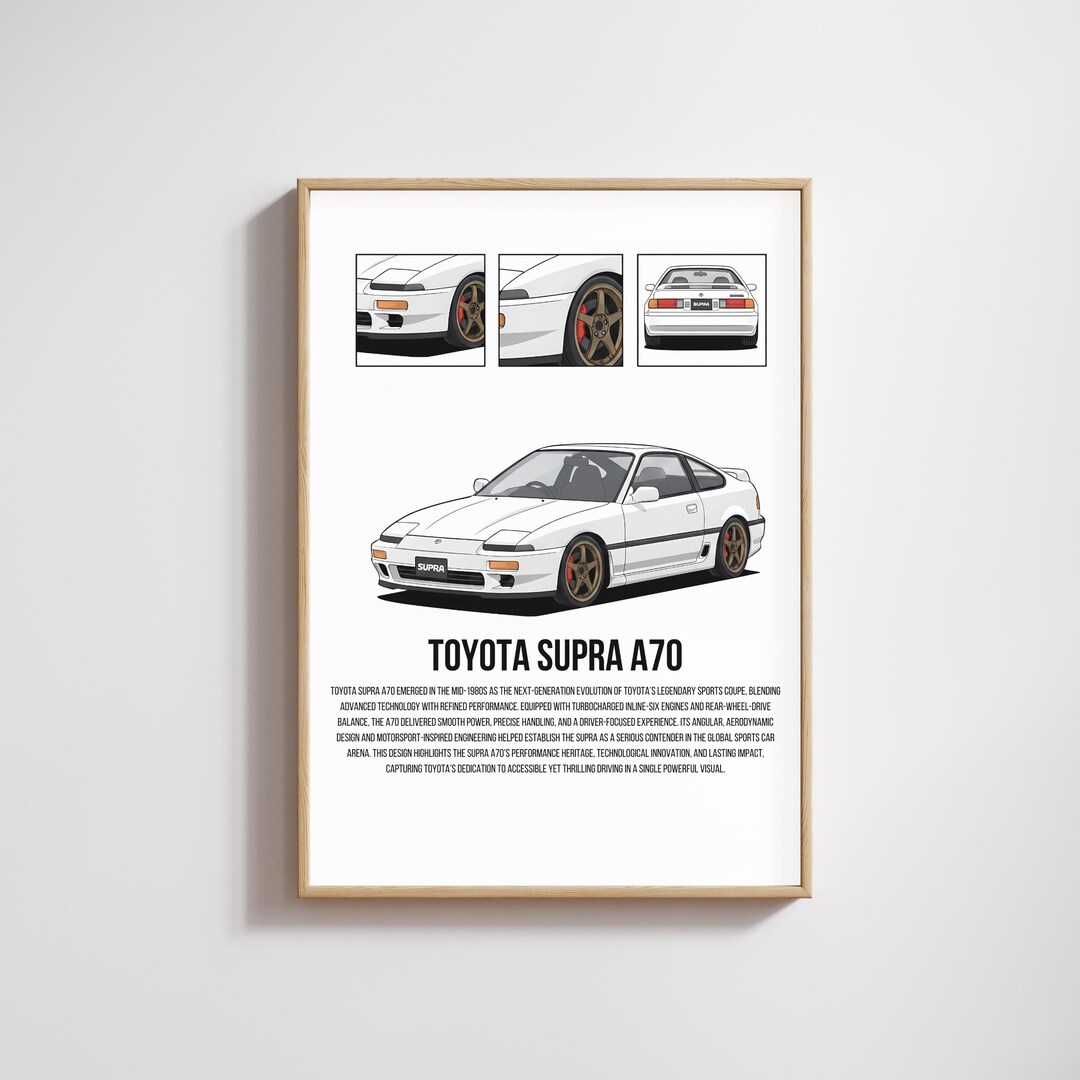 Toyota Supra A70 JDM Car Poster, Japanese Wall Art Print, Gift for Him ...