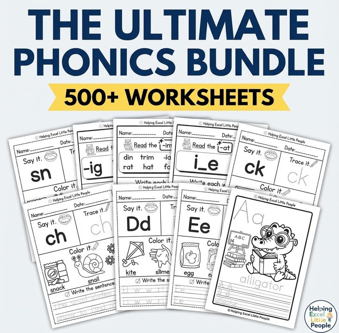 Huge Phonics Printable Bundle CVC Word Families, Long Vowels, Blends ...