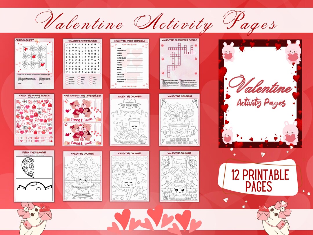 Valentines Activity Pack, Valetines Day Printable,valentines for Kids ...