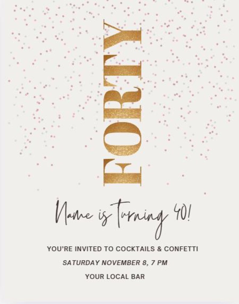 Editable 40th Birthday Invitation Canva Template – Set of 2 - Etsy