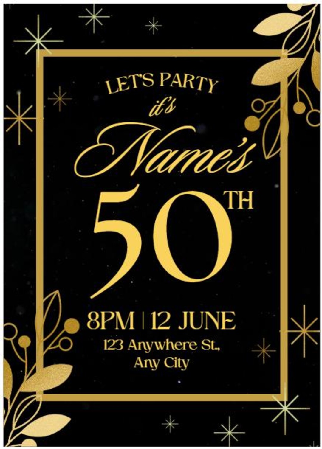 Editable 50th Birthday Invitation Canva Template – Set of 2 - Etsy
