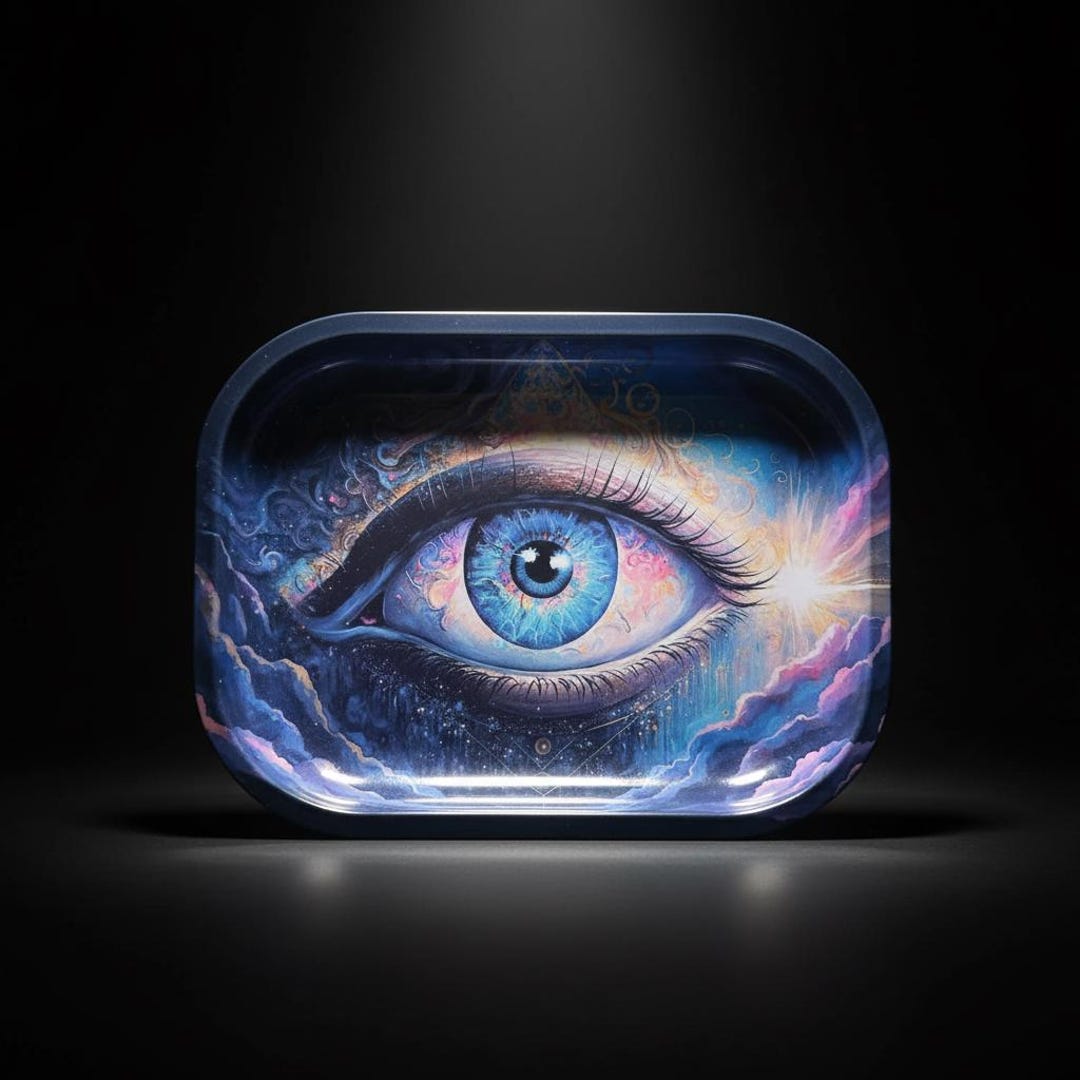 Celestial Third Eye Rolling Tray - Psychedelic Cosmic Metal Dish ...