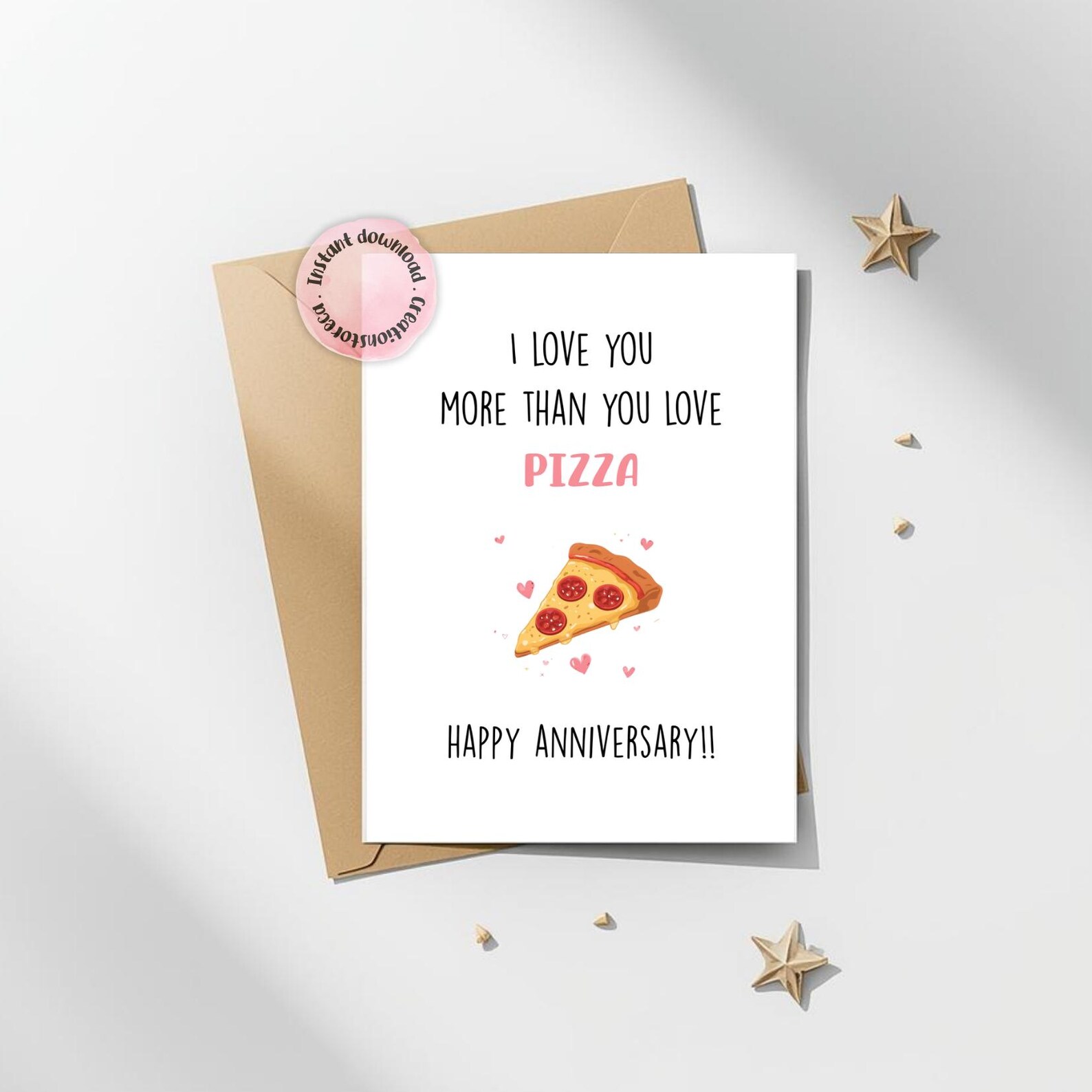 Funny Pizza Anniversary Card - I Love You More (digital Download ...