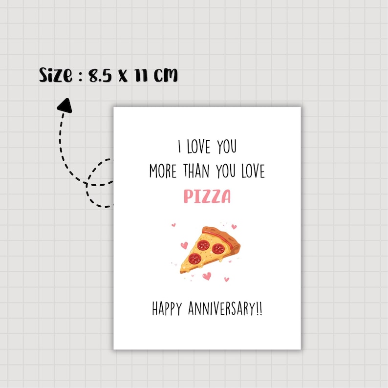 Funny Pizza Anniversary Card - I Love You More (digital Download ...