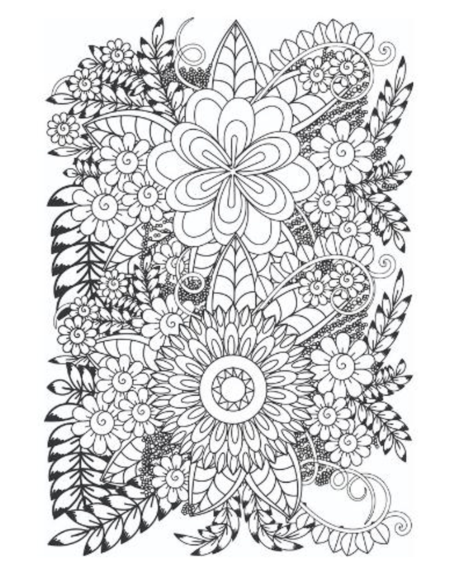 Flower Zentangle Coloring Pages - 49 Flowers and Patterns Inspired ...